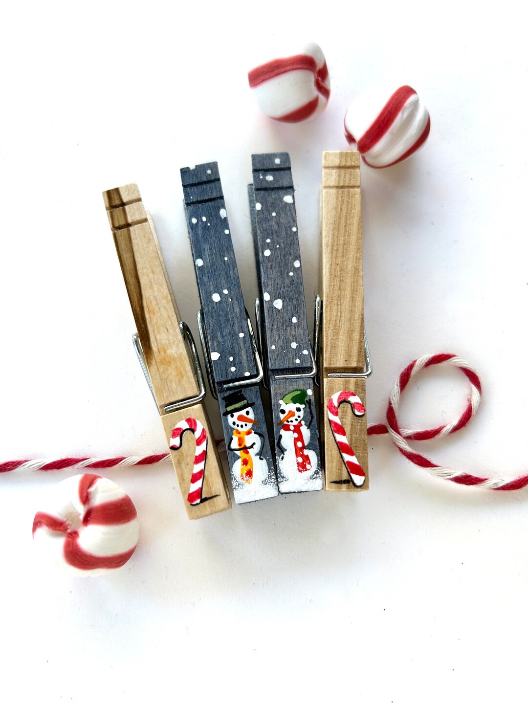 Hand Painted Snowman Clothespins: Christmas Card Holder, Holiday Decor ...