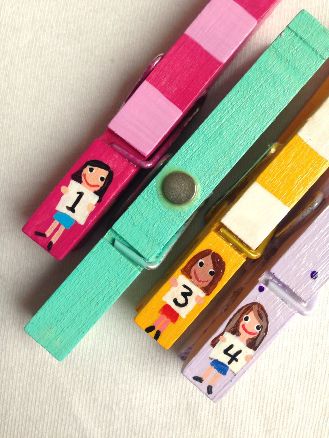 NUMBERED Classroom Clothespins Students Girls Hand Painted | Etsy