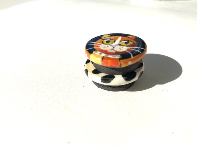 CAT MAGNETS Hand Painted Magnet Set Orange Tabby Cat Green | Etsy