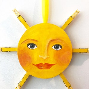 SUN WALL HANGING Photo Holder Sun Face Clothespin Sun Glitter Celestial ...