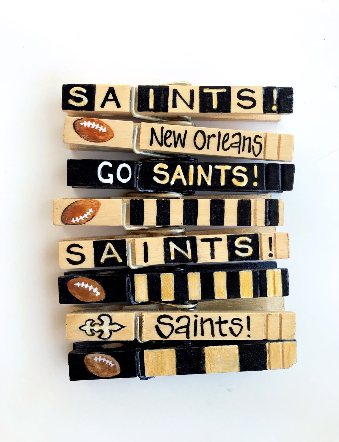 New Orleans Saints Clothespin Magnets: Football Party Favors - Set of 8 ...