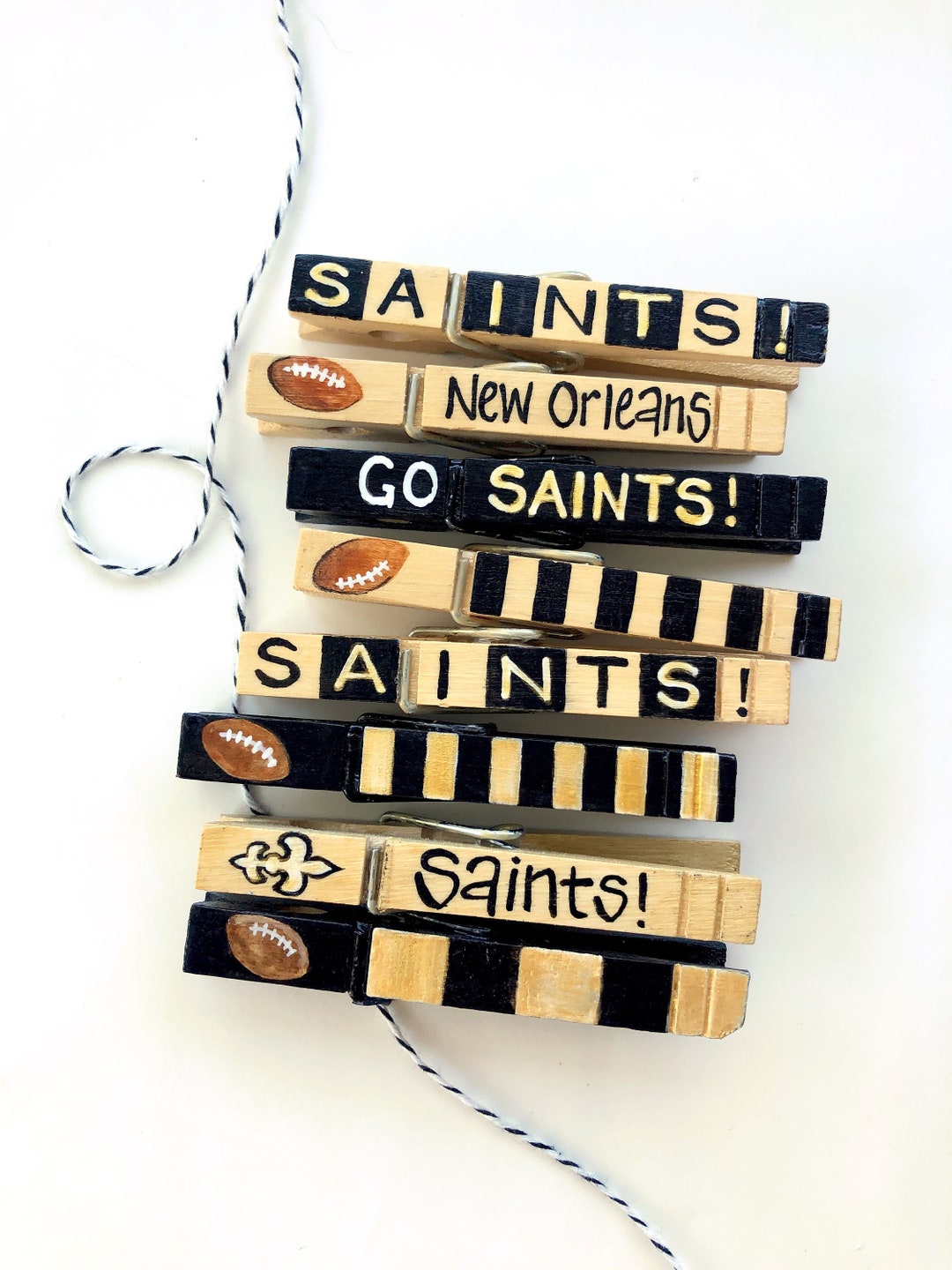 New Orleans Saints Clothespin Magnets: Football Party Favors - Set of 8 ...