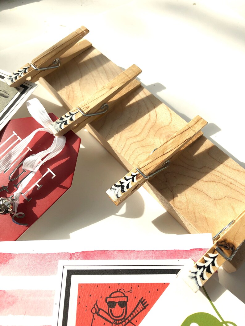 Winter Trees Clothespin Rack Painted Wooden Organizer Rack | Etsy