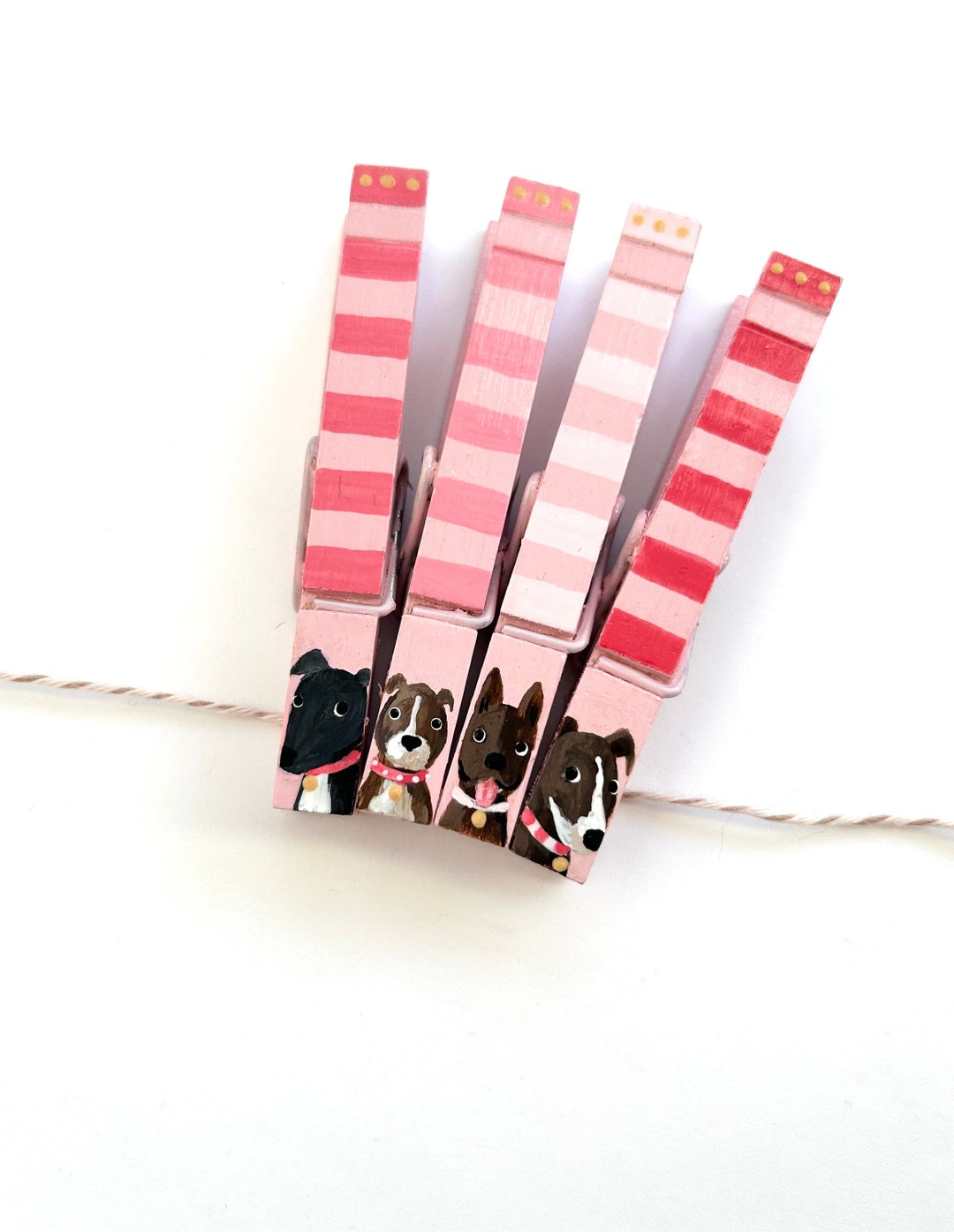 DOG CLOTHESPINS Wooden Clothespin Dog Party Favor Hand Painted Dog ...