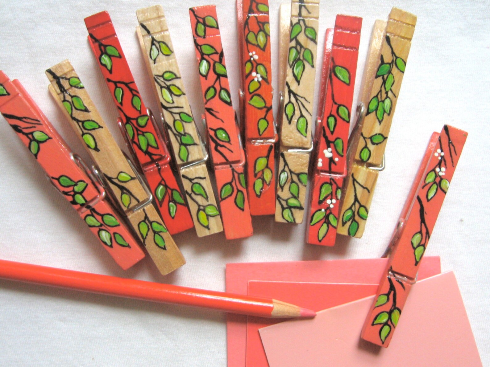 CHERRY BLOSSOM CLOTHESPIN Magnets Hand Painted Salmon Pink | Etsy