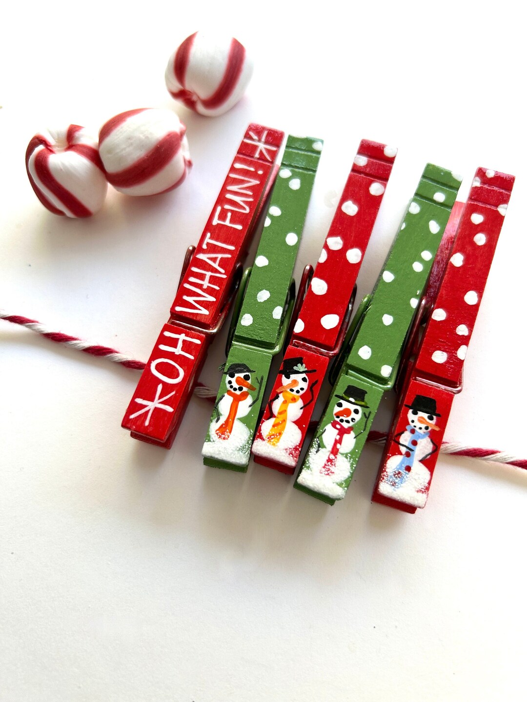 SNOWMAN CLOTHESPINS Hand Painted Magnetic Clothespins - Etsy