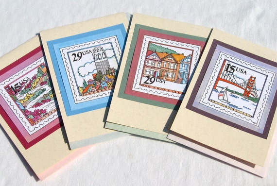 SAN FRANCISCO Note Cards Old Postage Stamp San Francisco | Etsy