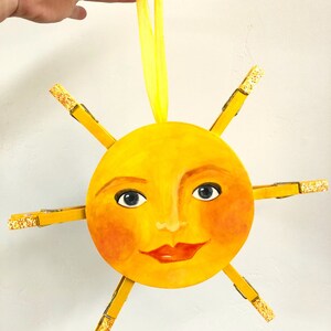 SUN WALL HANGING Photo Holder Sun Face Clothespin Sun Glitter Celestial ...