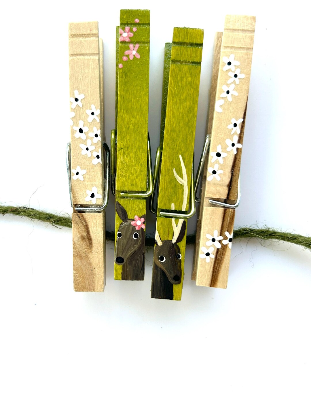 Deer Clothespins Hand Painted Magnets Deer Couple Woodland Baby Shower ...