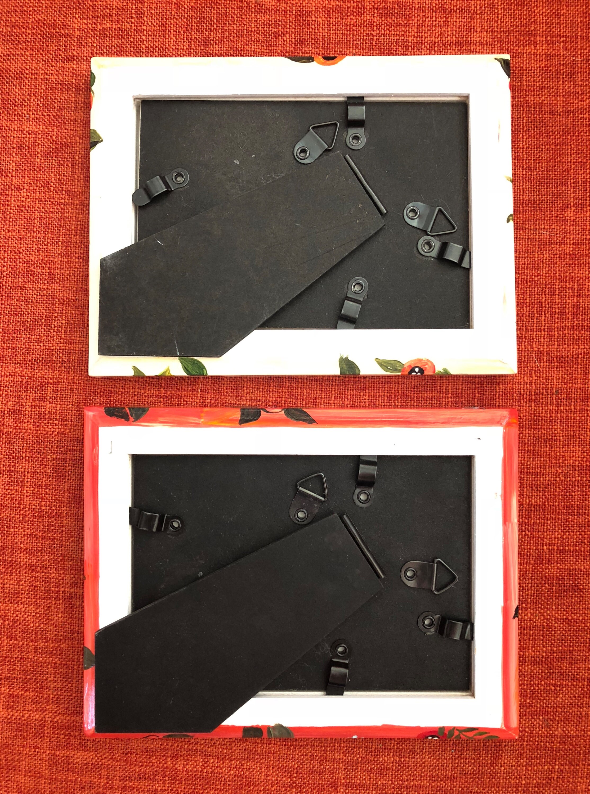 FLOWER PICTURE FRAME 3 1/2x5 Hand Painted White Orange Pink | Etsy