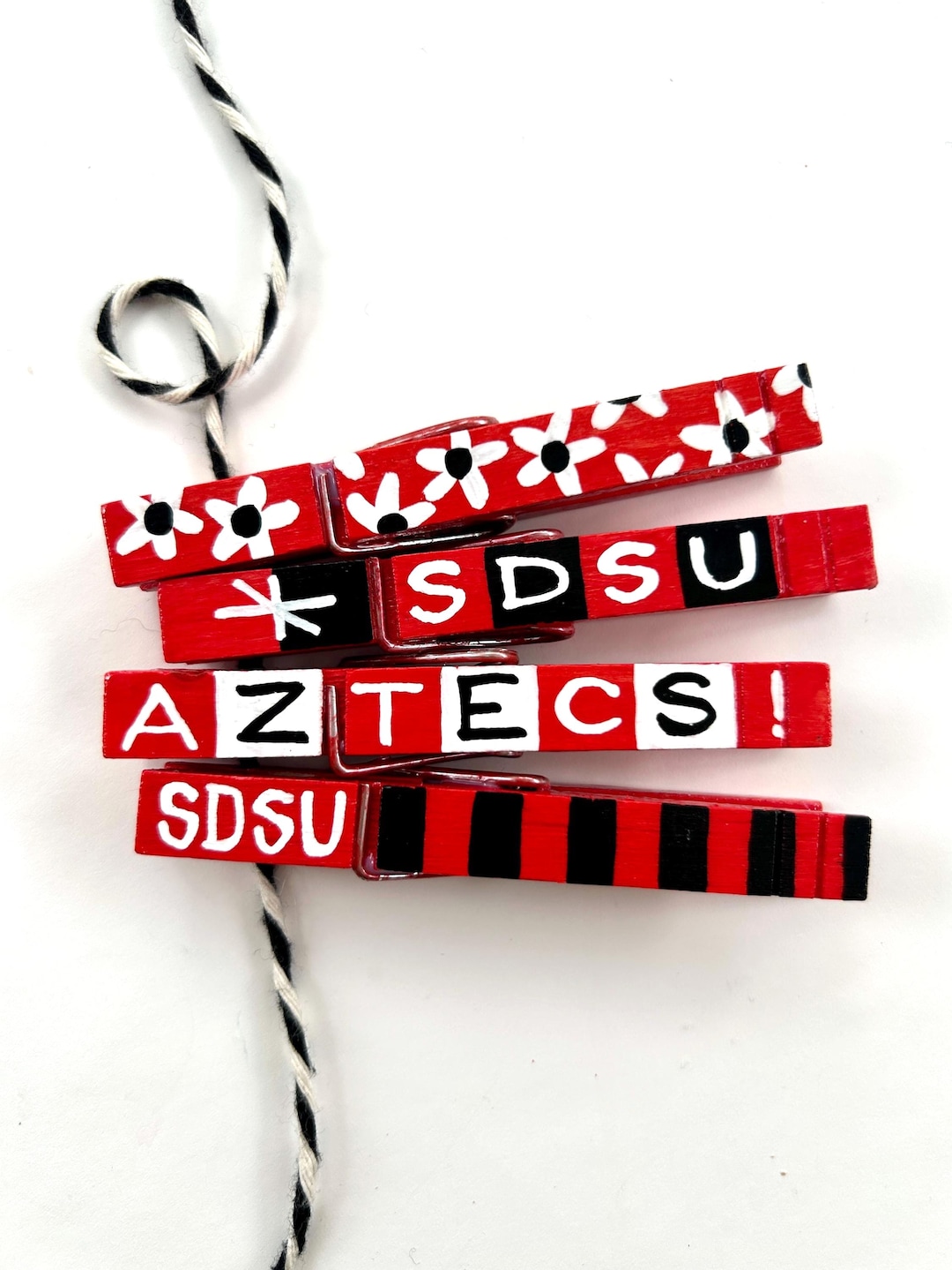 SDSU CLOTHESPINS Red and Black Aztecs Hand Painted Magnets College Chip ...