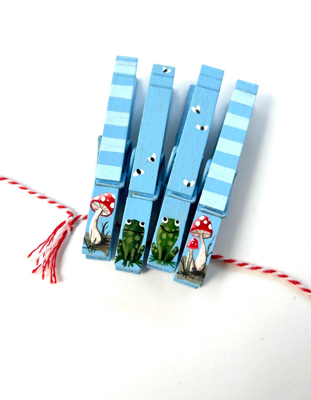 Frog and Mushroom Clothespins Hand Painted Frog Magnets Frog Party ...