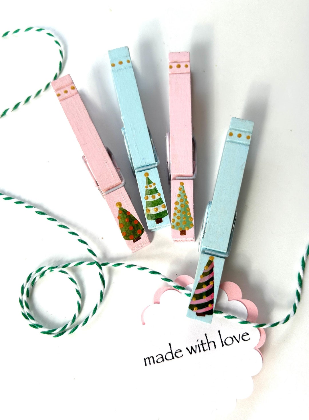 Christmas Trees Clothespins Hand Painted Magnetic Christmas Clothespins ...