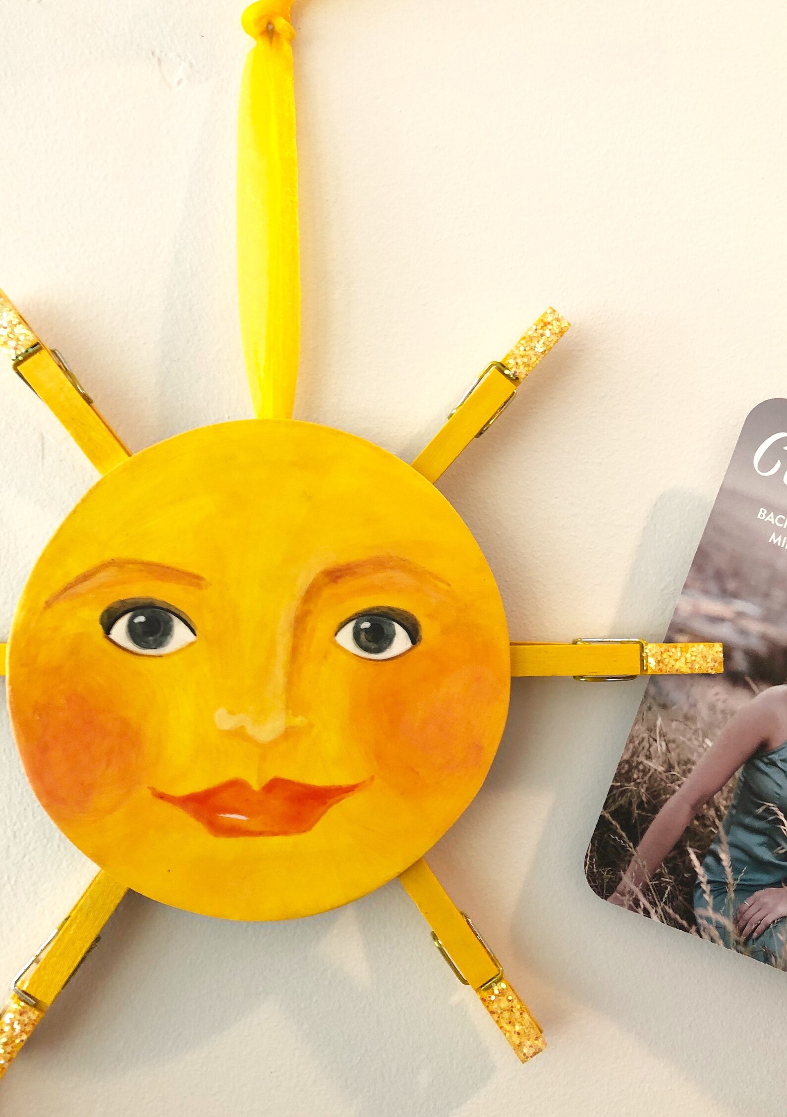 SUN WALL HANGING Photo Holder Sun Face Clothespin Sun Glitter | Etsy