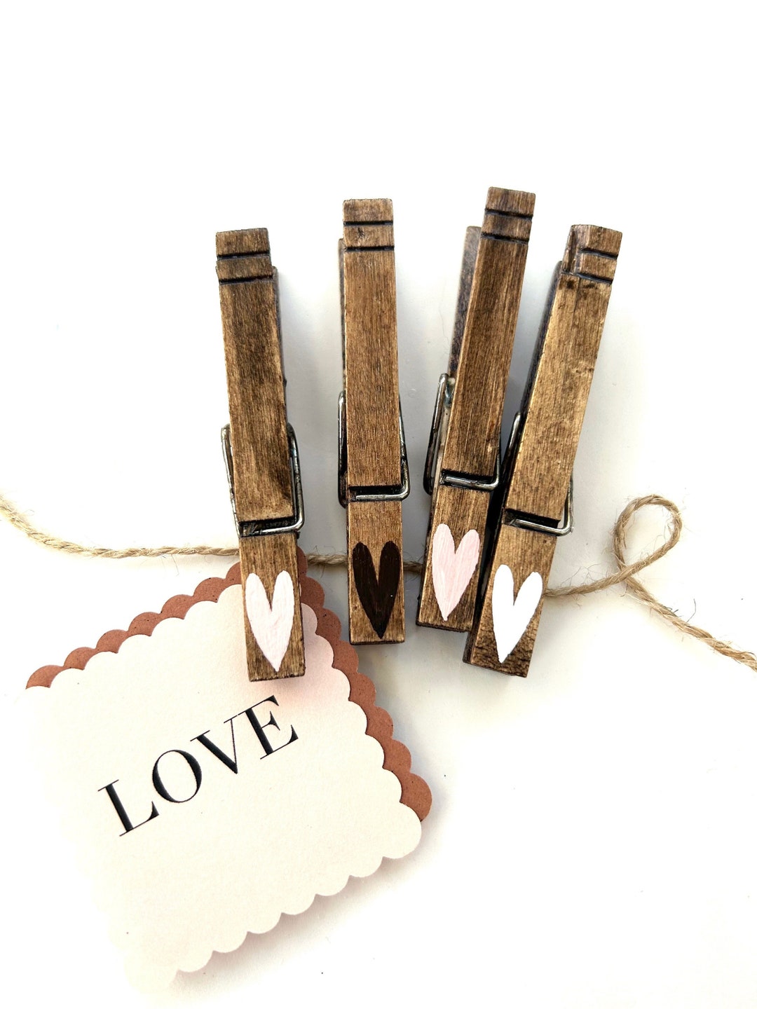 HEART Clothespins Hand Painted Magnetic Valentine Clothespin Treat Bag ...