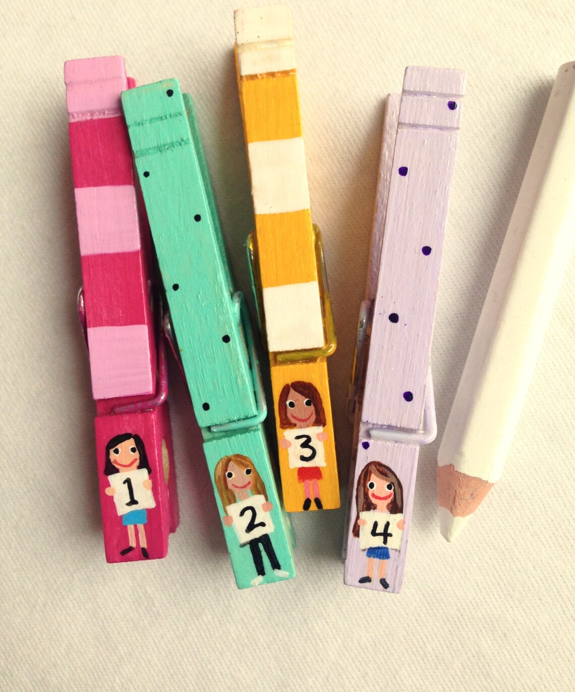 NUMBERED Classroom Clothespins Students Girls Hand Painted | Etsy
