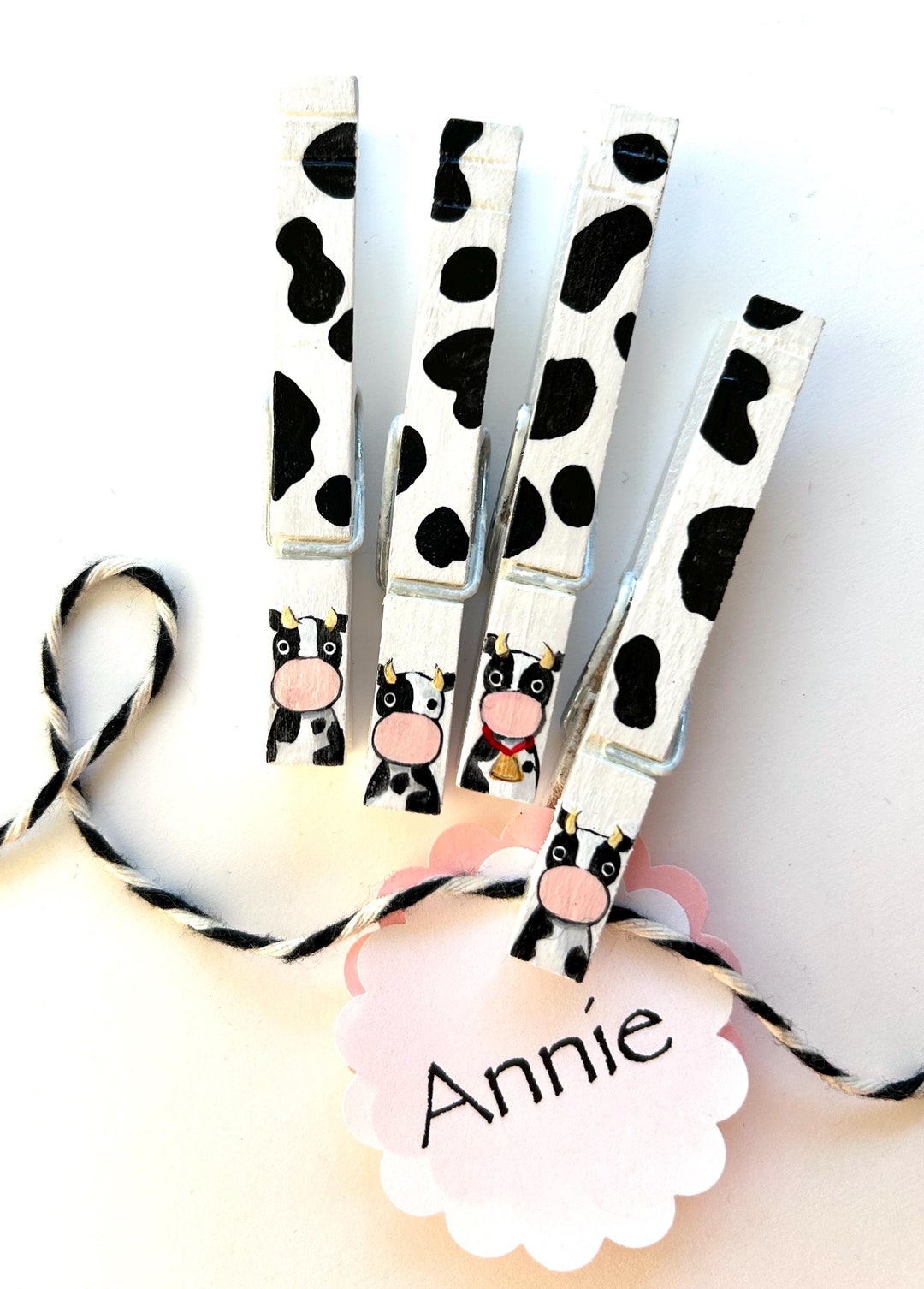 COW CLOTHESPINS Painted Clothespins Cow Magnets Farm Party Theme ...