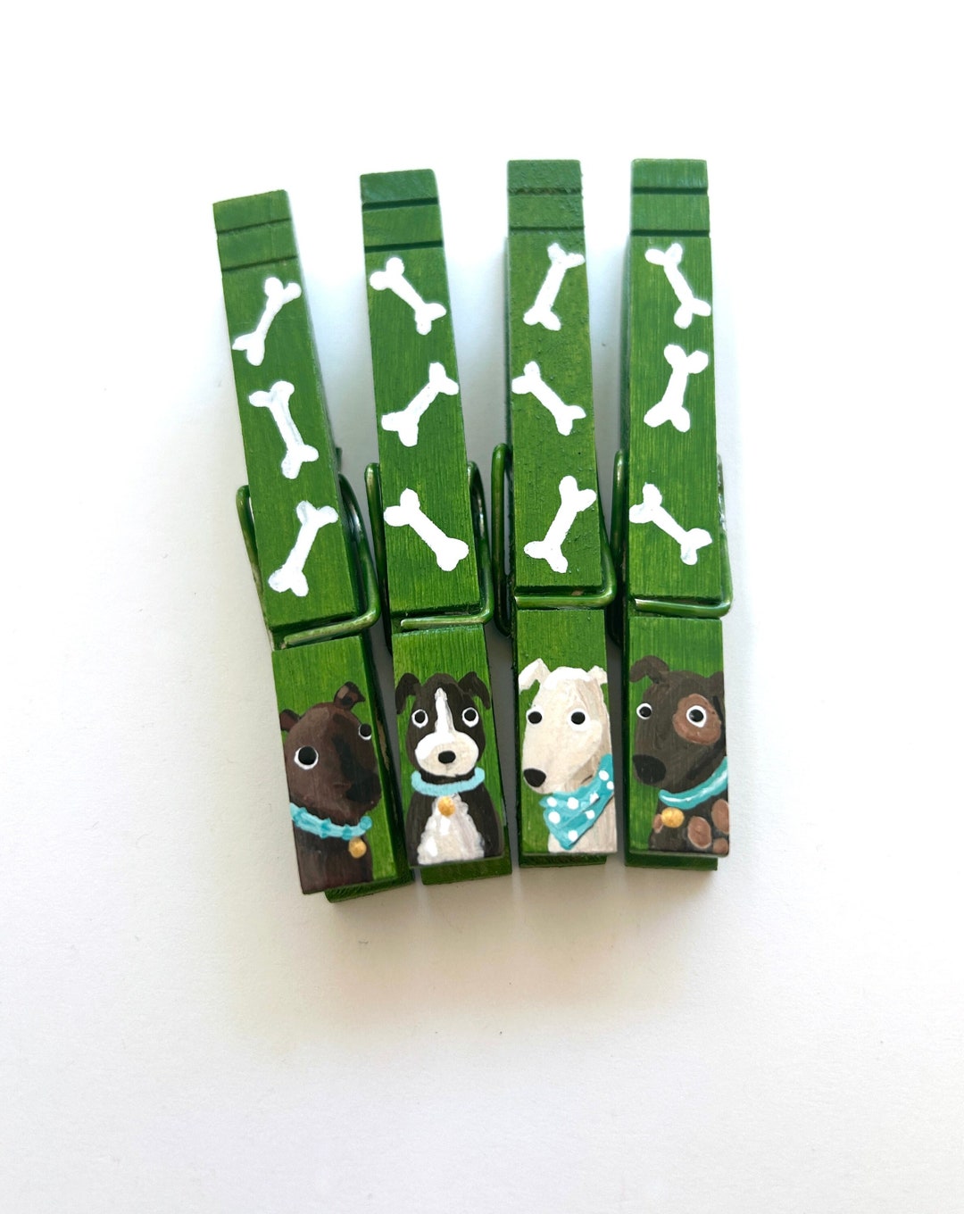 DOG CLOTHESPINS Magnetic Clothespin Hand Painted Dog Party Favor Boston ...
