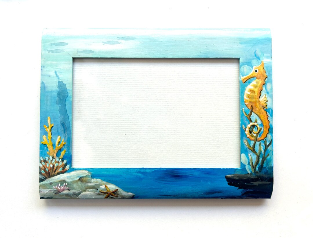 Seahorse Picture Frame Hand Painted Picture Frame Underwater Scene ...