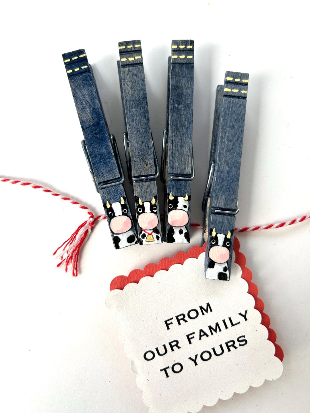 COW CLOTHESPINS Painted Clothespins Cow Magnets Farm Party Theme ...