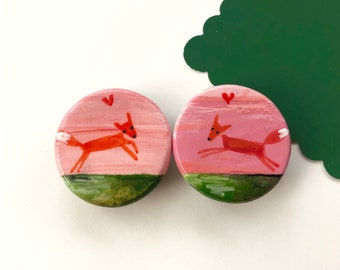 FOX MAGNETS Hand Painted Magnet Jumping Fox Small Thank You | Etsy