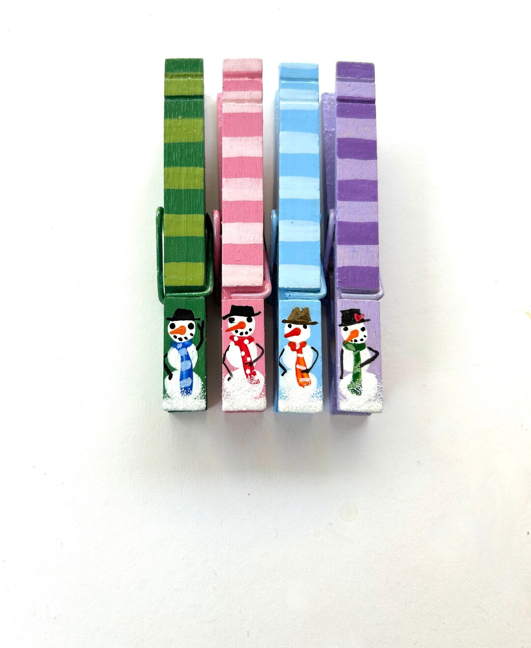 Snowman Clothespins Hand Painted Magnetic Christmas Clothespins ...