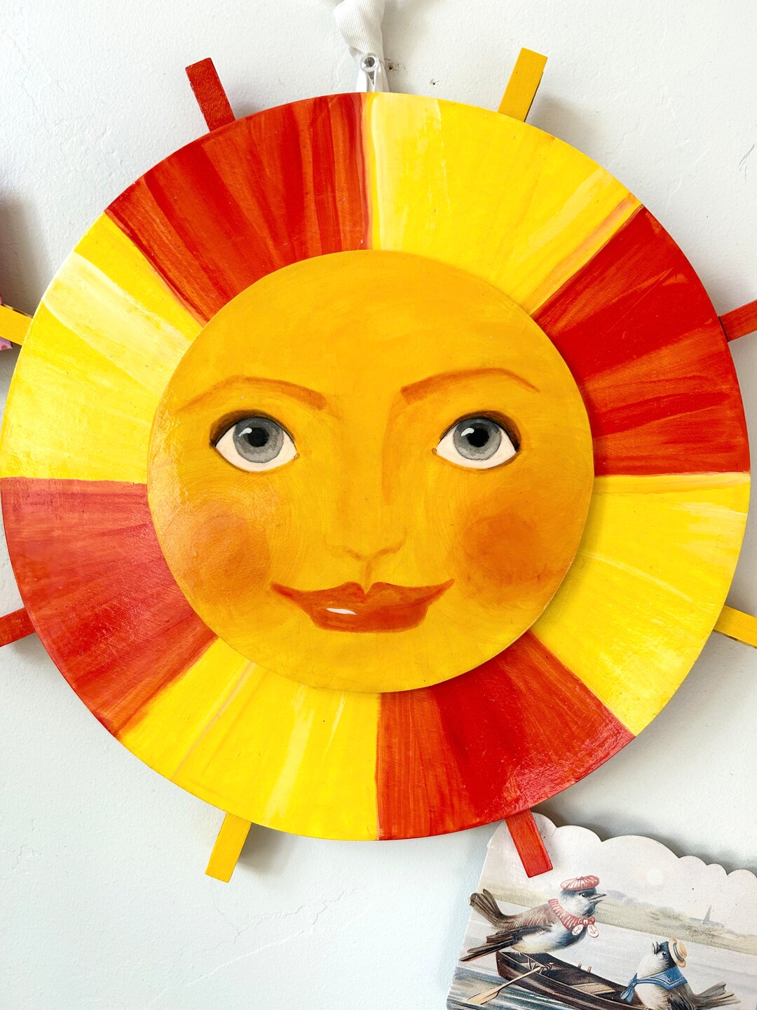 SUN FACE Photo Holder Sun Face Clothespin Wall Hanging Glitter ...