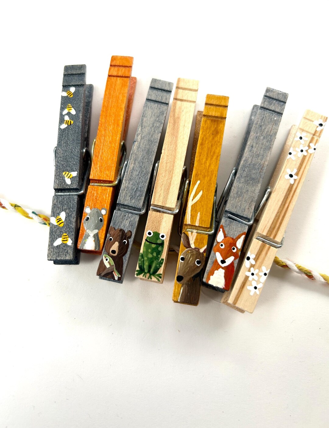 WOODLAND CLOTHESPINS Painted Clothespin Woodland Baby Nursery Deer Bear ...