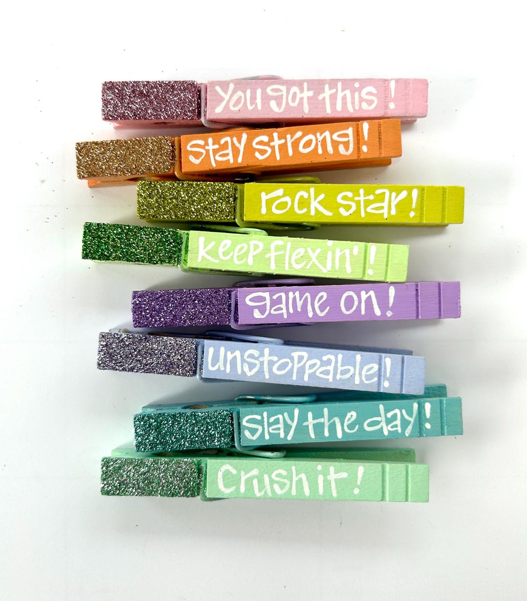 Cheer Clothespins Painted Cheerleading Pins Sport Clips Glitter Magnets ...