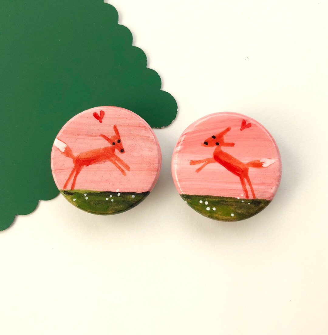 FOX MAGNETS Hand Painted Magnet Jumping Fox Small Thank You - Etsy