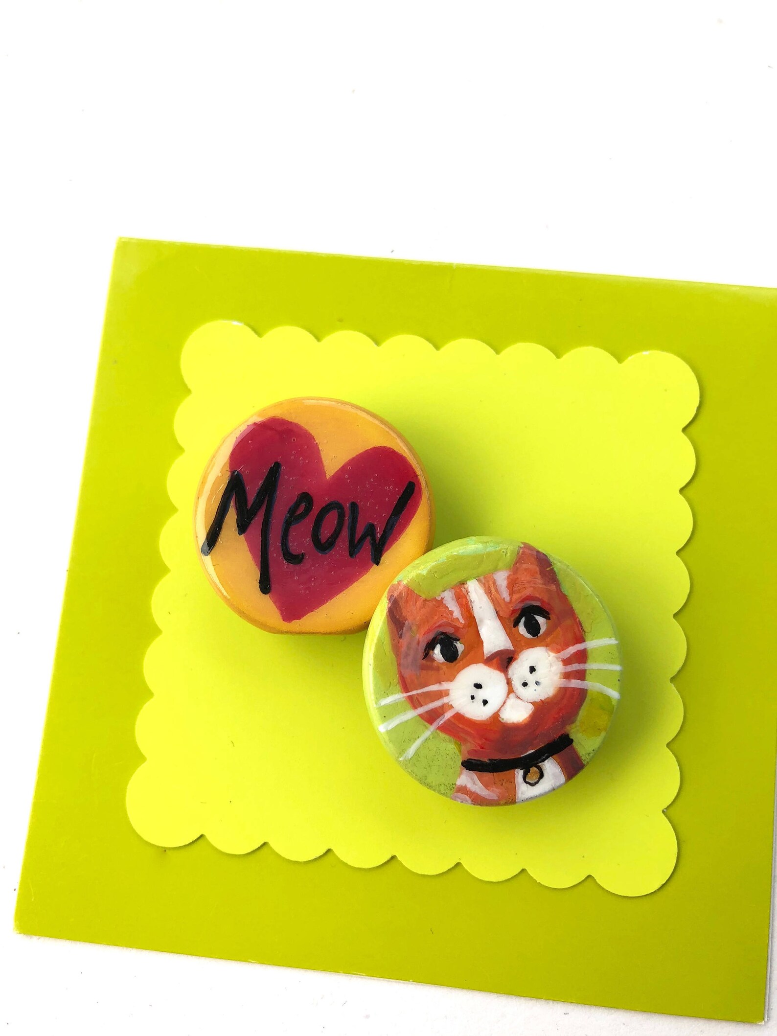 CAT MAGNET Cat's Meow Hand Painted Magnet Set Orange Tabby - Etsy