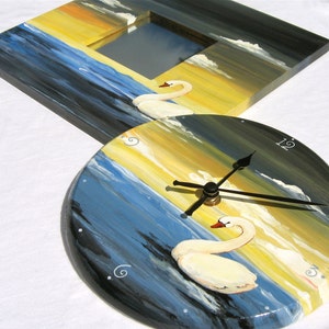 SWAN CLOCK Hand Painted Clock Swan Decor Nursery Decor Baby Gift Girls ...