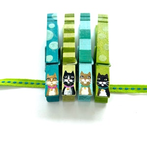 CAT CLOTHESPINS Hand Painted Clothespin Magnet Grey Cat Chip - Etsy