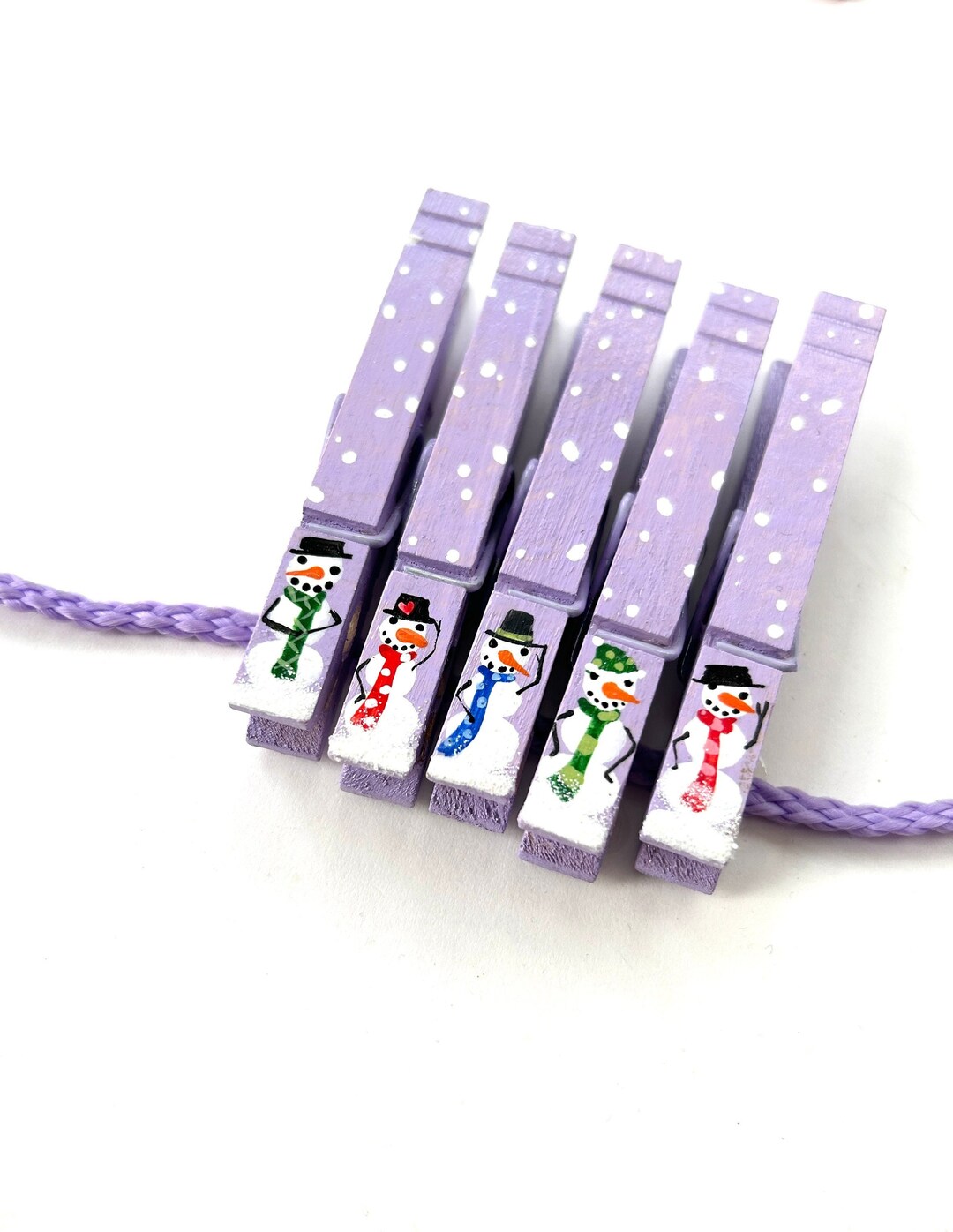 Snowman Clothespins Hand Painted Magnetic Christmas Clothespins ...