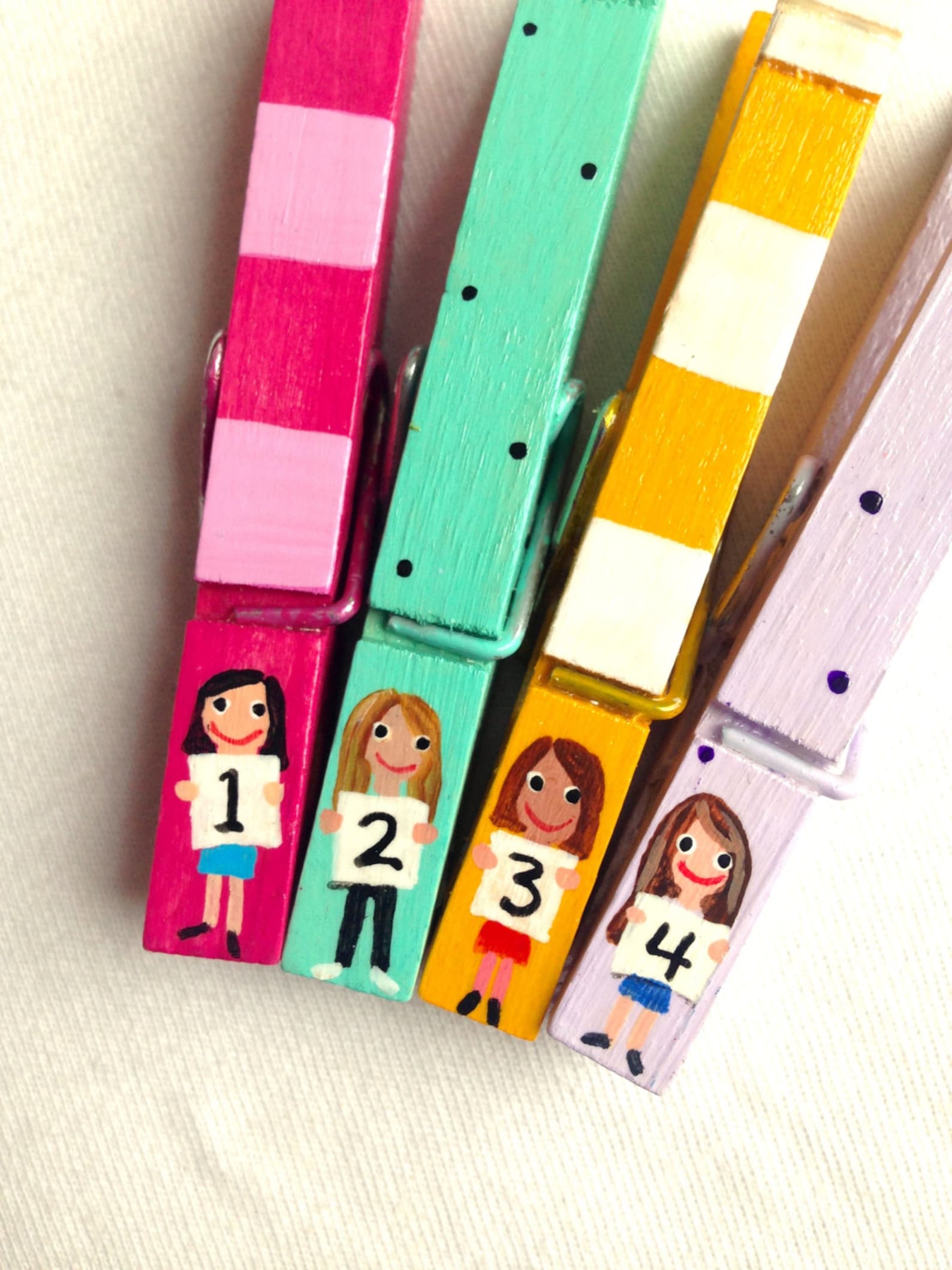 NUMBERED Classroom Clothespins Students Girls Hand Painted | Etsy