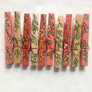 CHERRY BLOSSOM CLOTHESPIN magnets hand painted salmon pink | Etsy
