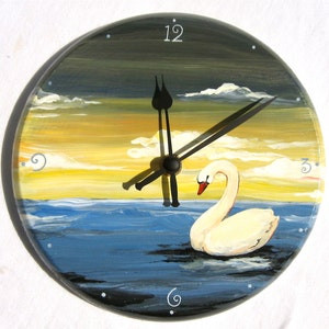 SWAN CLOCK Hand Painted Clock Swan Decor Nursery Decor Baby Gift Girls ...