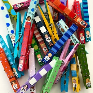 Student Clothespins Hand Painted Numbered Classroom Clothespins ...