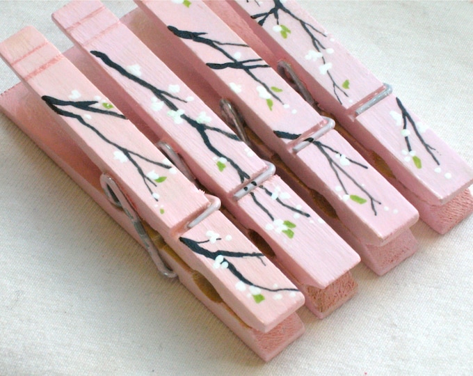 PINK CHERRY BLOSSOMS Hand Painted Clothespin Magnet - Etsy