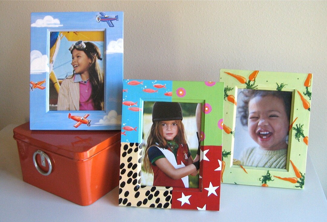 Hand Painted Picture Frame: Kids Room Decor, 5x7 Photo Frame - Etsy