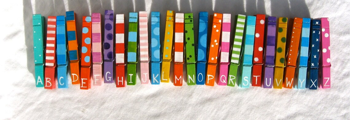 PAINTED CLOTHESPINS Alphabet Classroom Clothespins Numbered - Etsy