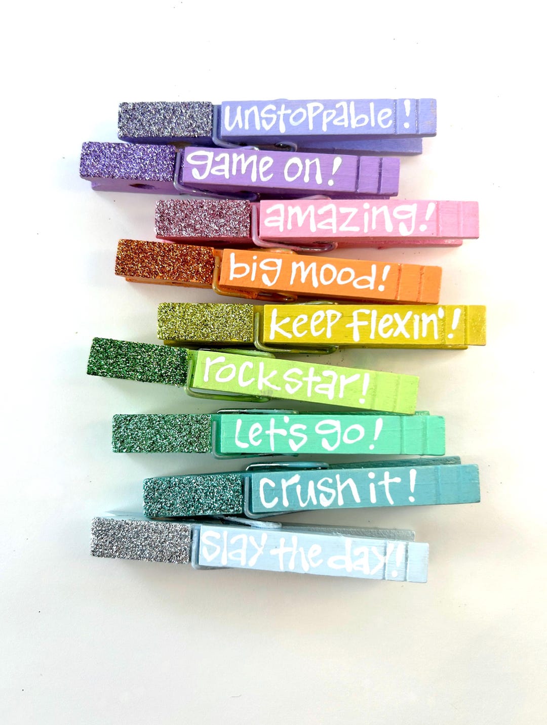 Cheer Clothespins Painted Cheerleading Pins Sport Clips Glitter Magnets ...