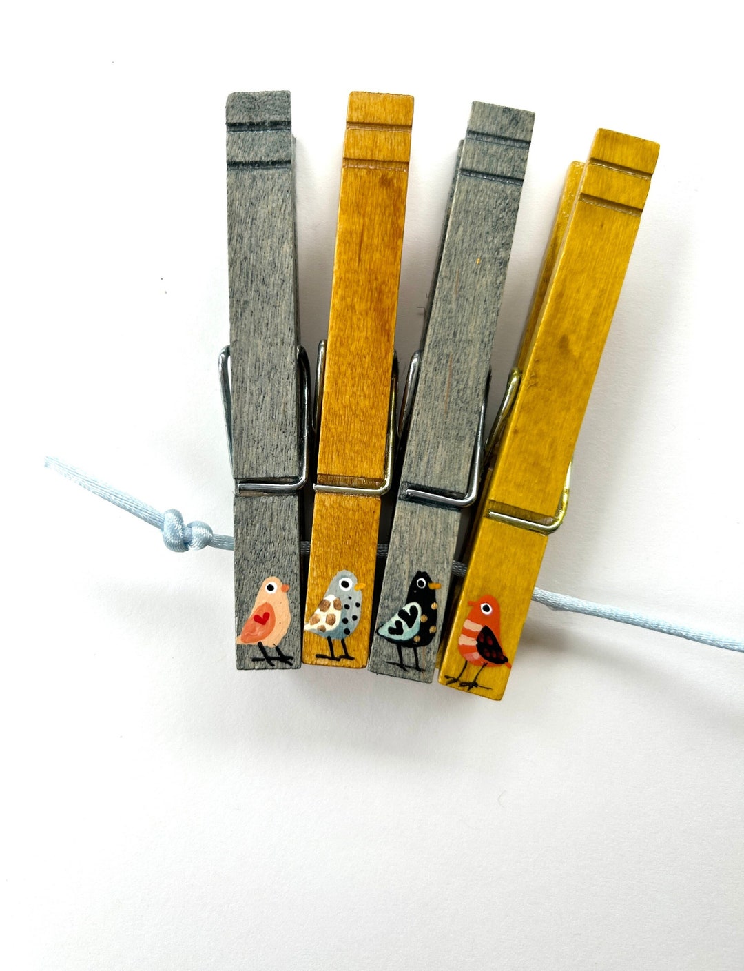 BIRD CLOTHESPINS Hand Painted Magnets Cute Birds Classroom Clothespin ...