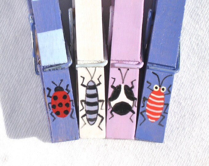 BUGS Hand Painted Magnetic Clothespin Set lavender - Etsy