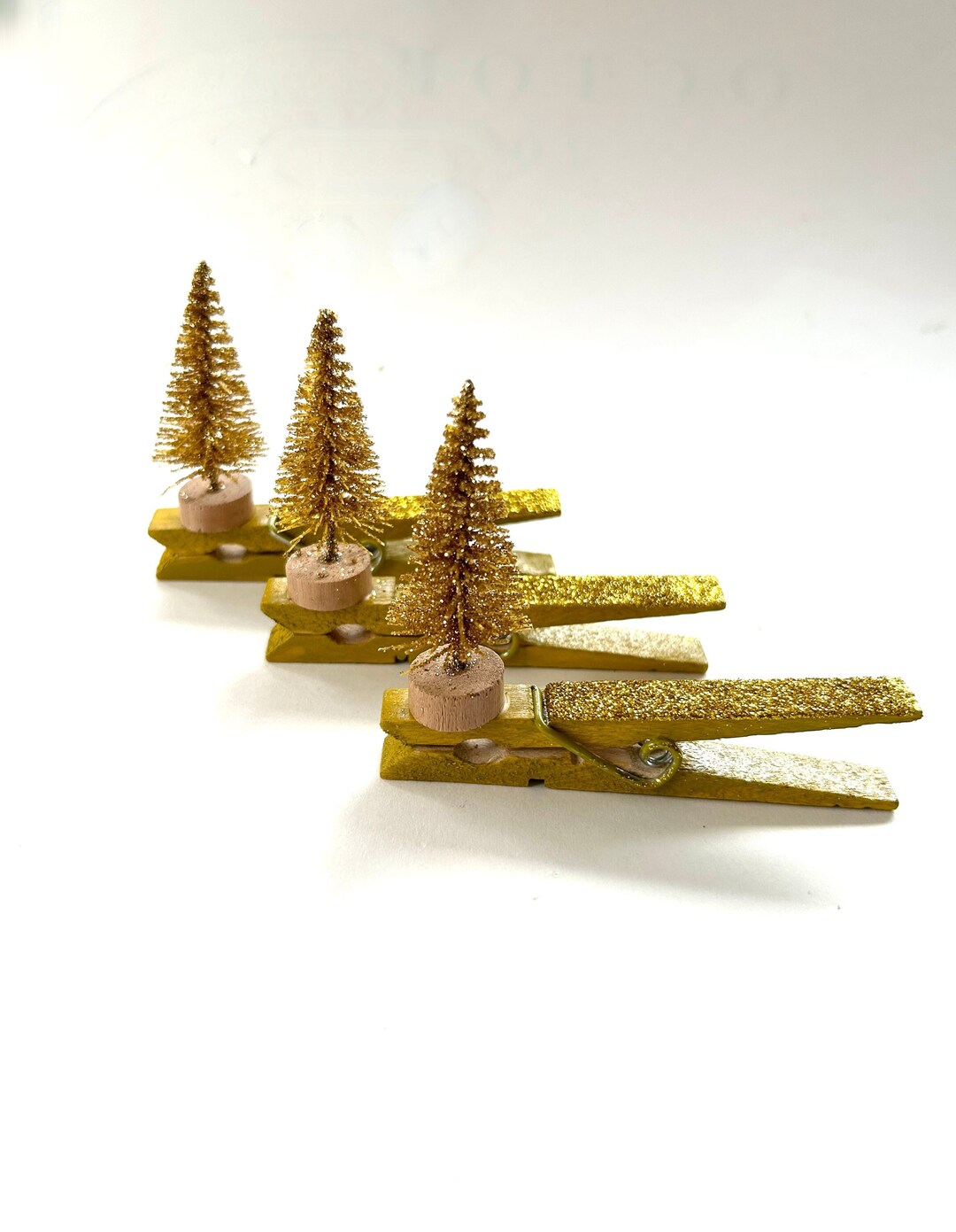Gold Christmas Tree Clothespins: Glitter Holiday Decor, Set of 3 - Etsy