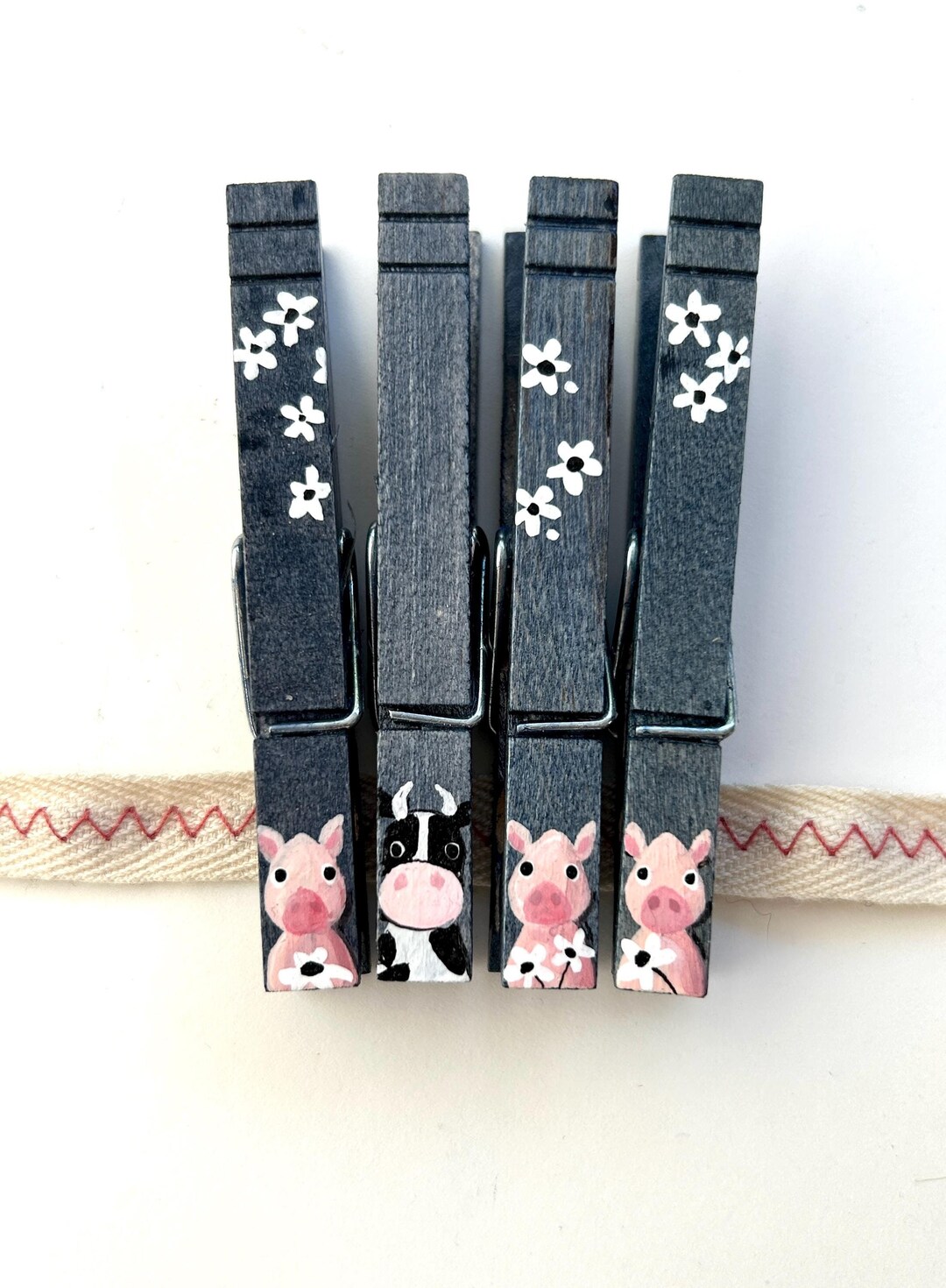 Hand Painted Farm Animal Clothespin Magnets - Set of 4 - Etsy