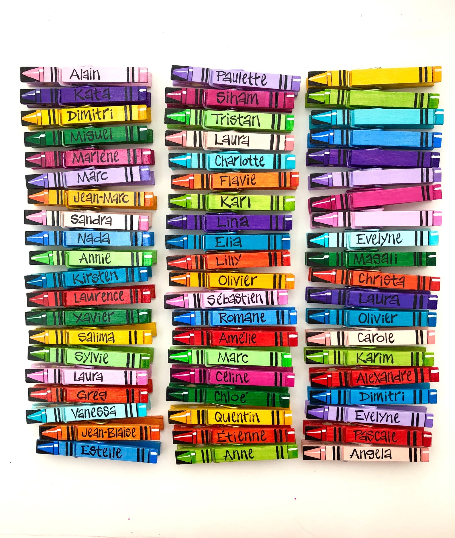 Personalized Crayon Clothespins: Painted Teacher Magnets, Kids Party ...