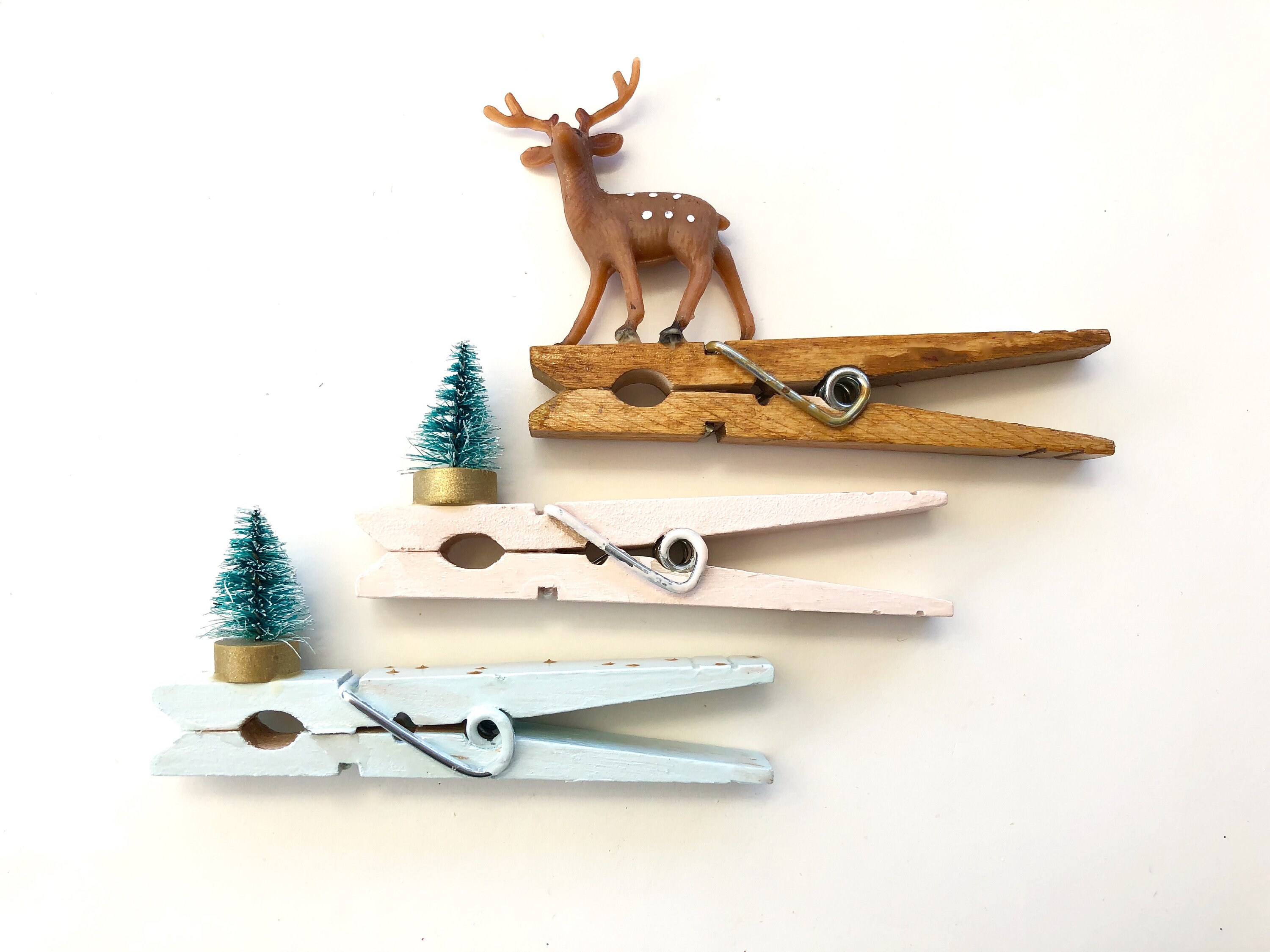 DEER CLOTHESPIN tree clothespin gift topper Christmas | Etsy