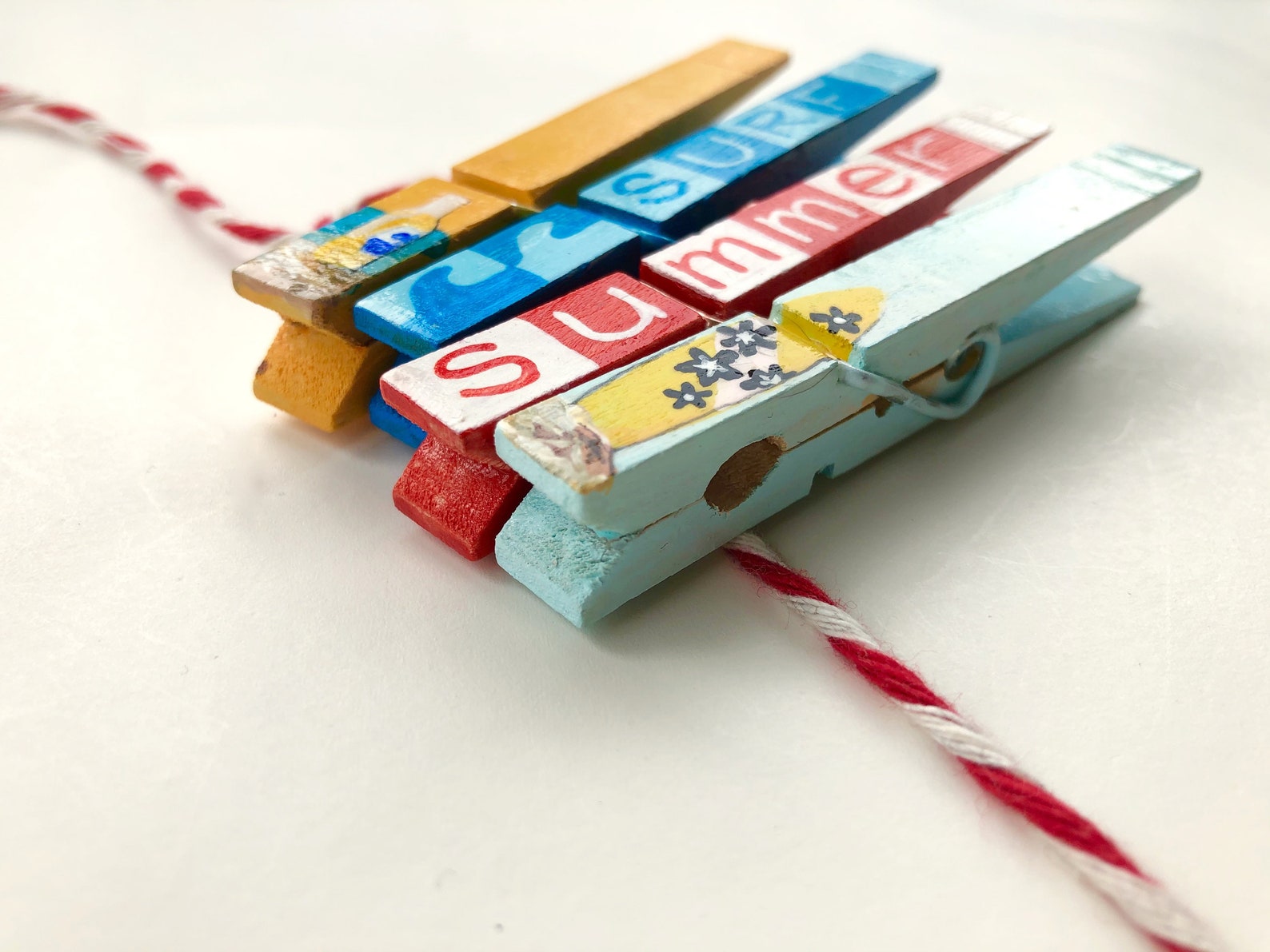 SUMMER CLOTHESPIN Magnet Hand Painted Clothespin Surf Board | Etsy