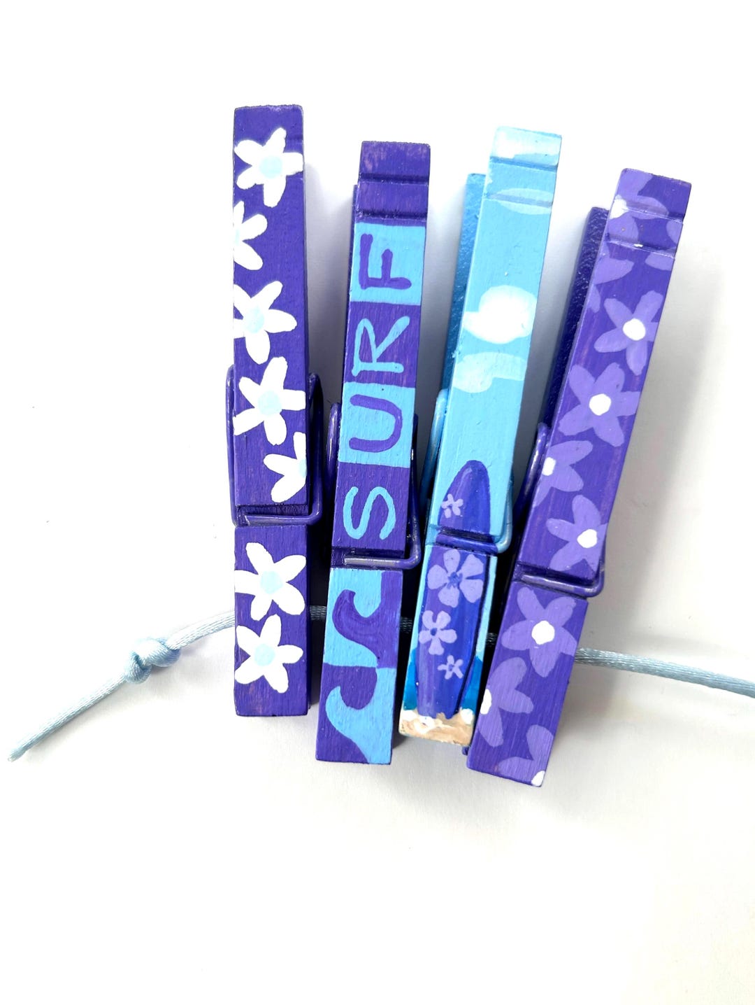 SUMMER CLOTHESPIN Magnet Hand Painted Clothespin Surf Board Beach House ...